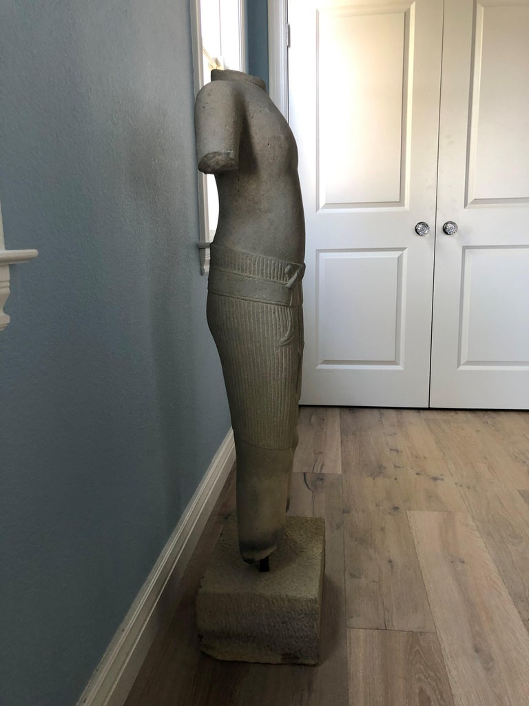 Grand Scale 15th Century Solid Hand Carved Stone Male Statue For Sale ...