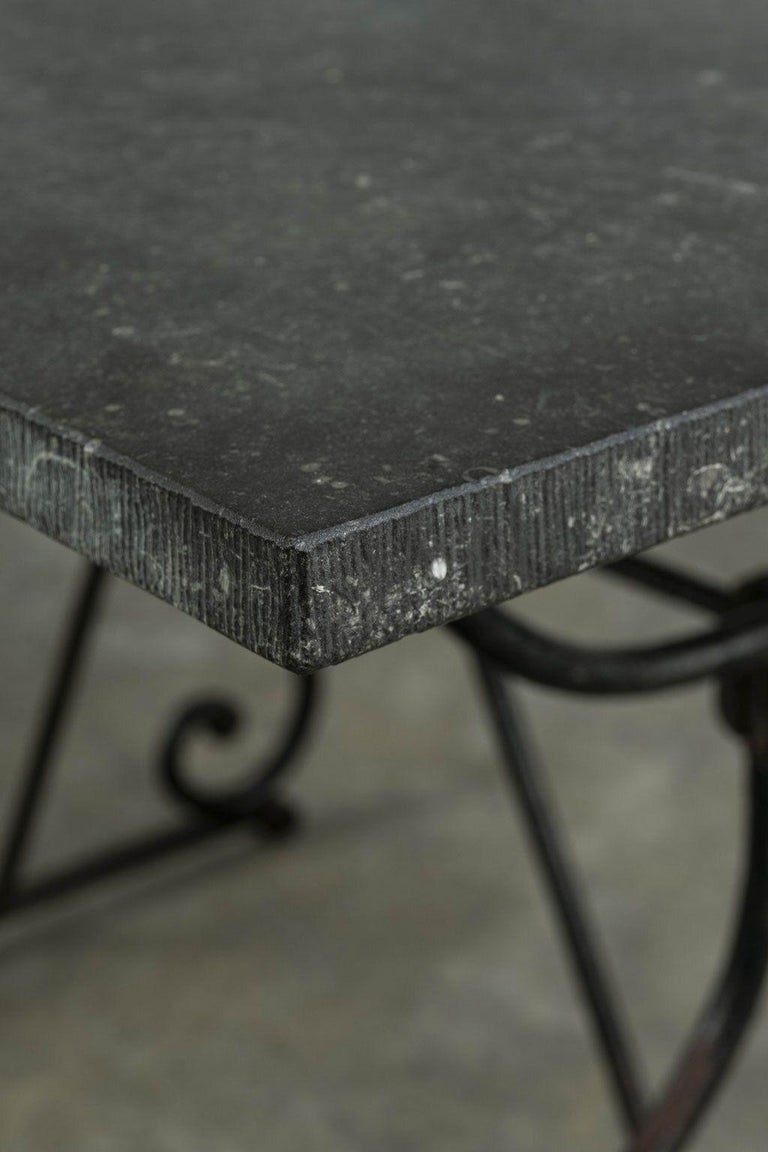 Grand-Scale Bluestone Top Iron Base Table For Sale at 1stDibs