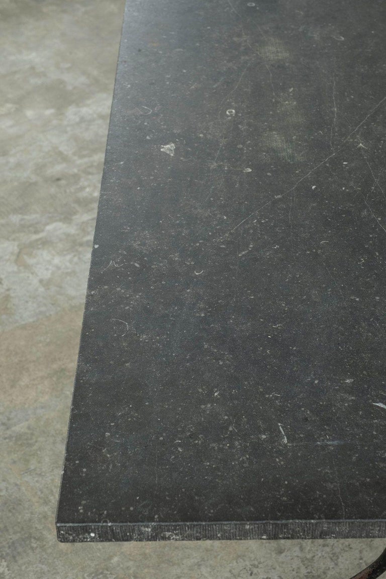 Grand-Scale Bluestone Top Iron Base Table For Sale at 1stDibs