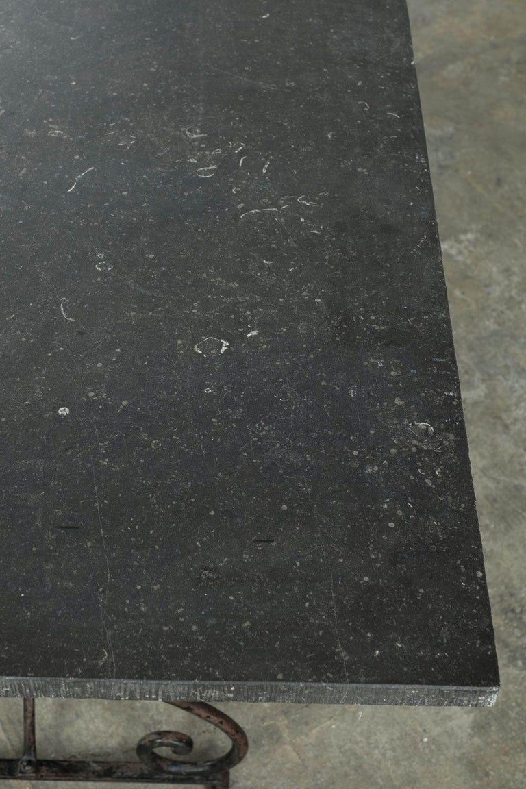Grand-Scale Bluestone Top Iron Base Table For Sale at 1stDibs
