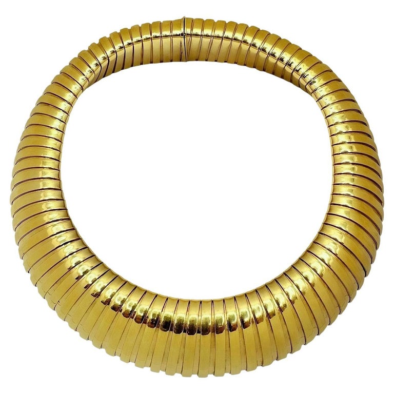 Grand Scale Italian Mid-20th Century 18k Gold Tubogas Choker For Sale ...