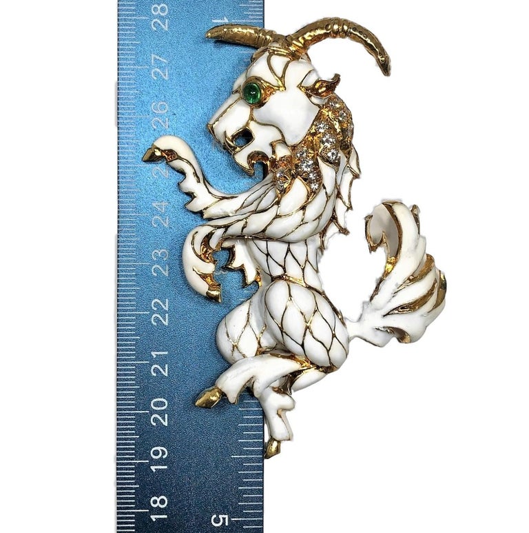Grand Scale "Pan" Mythical Creature in 18K Gold, Enamel, Emeralds and ...