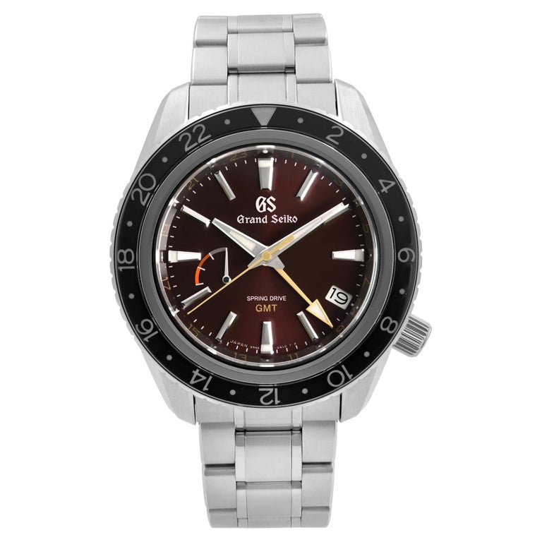 Grand Seiko GMT Steel Limited Edition Burgundy Dial Spring Drive Watch ...