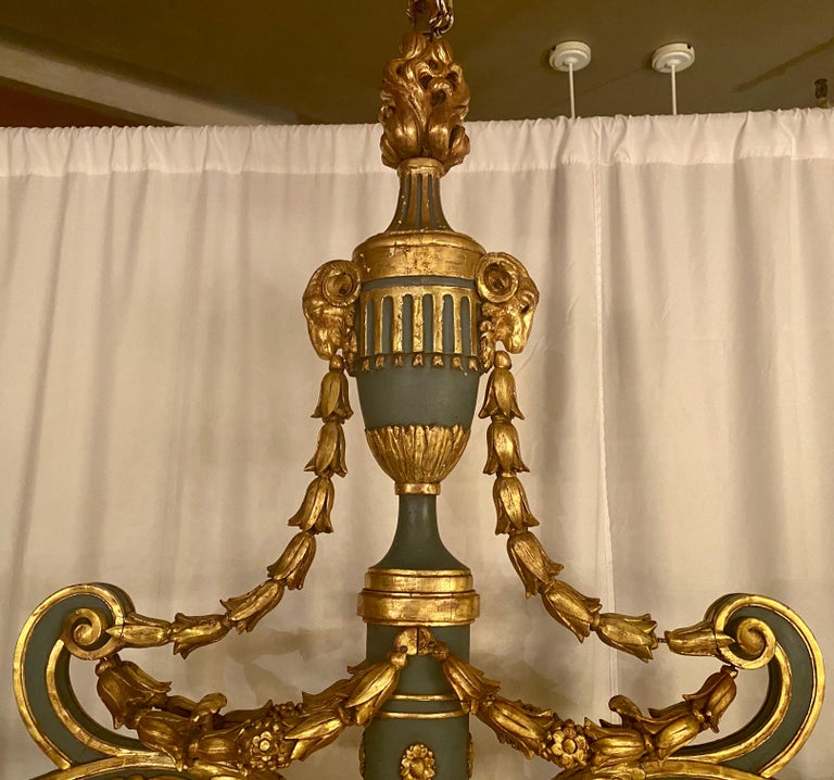 Grand-Size Antique French Gilt and Painted Wood Billiard Light, circa ...