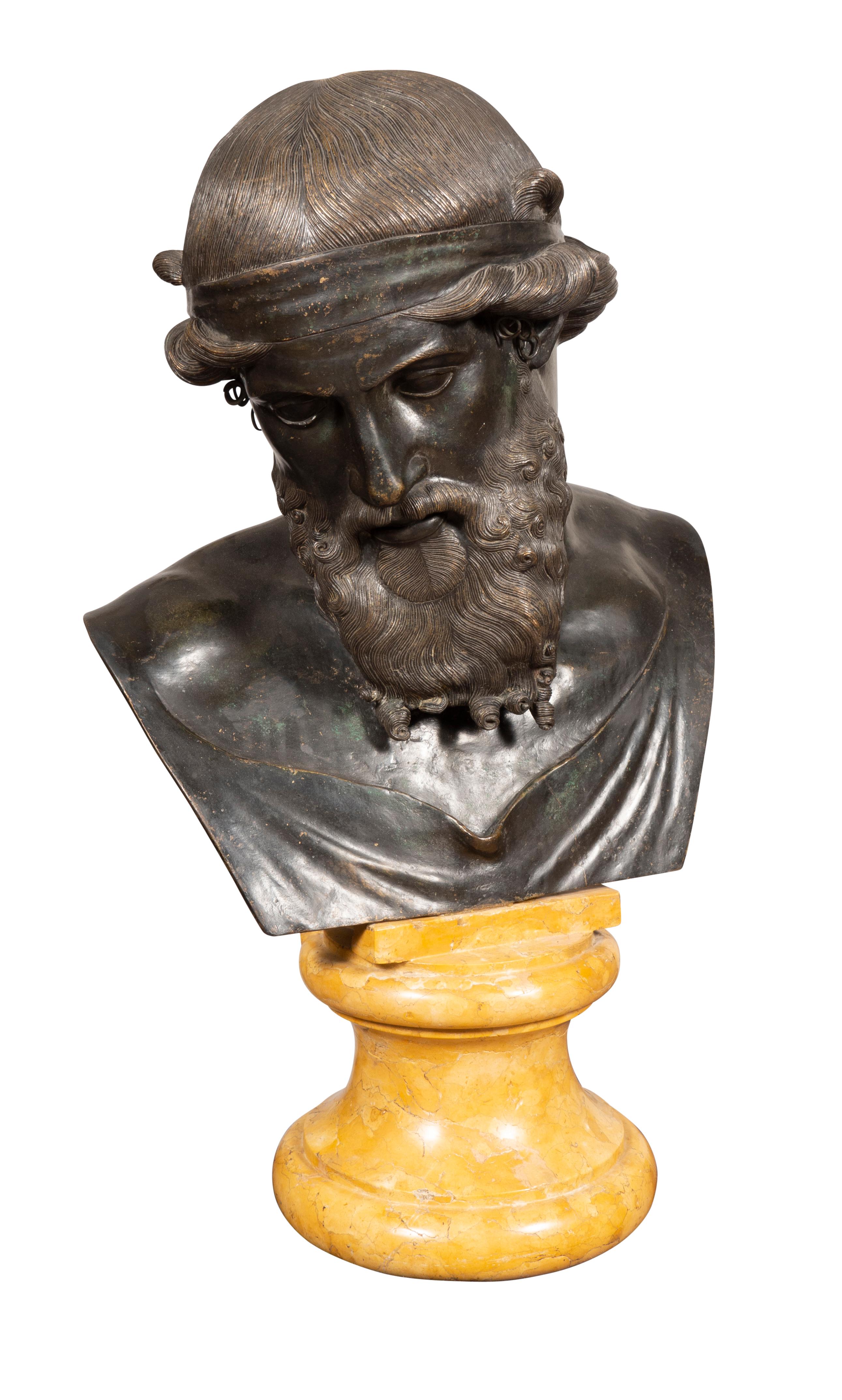 Grand Tour Bronze Bust Of Dionysus of the Villa of the Papyri at 1stDibs