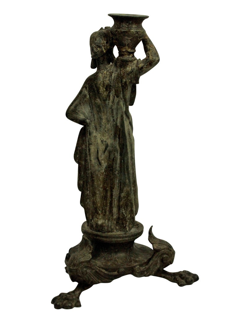 Grand Tour Bronze Danaid Candlestick For Sale at 1stDibs