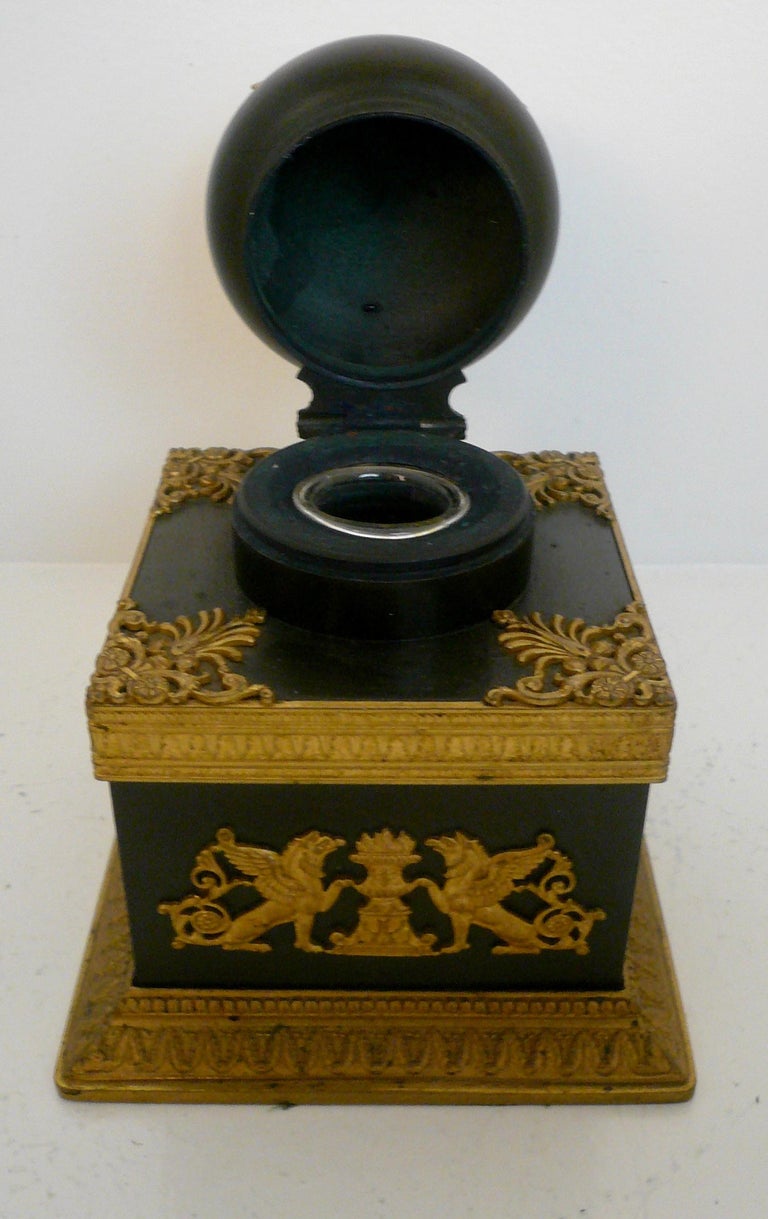 Grand Tour French Empire Bronze Inkwell For Sale at 1stDibs