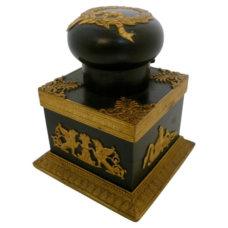 Grand Tour French Empire Bronze Inkwell For Sale at 1stDibs