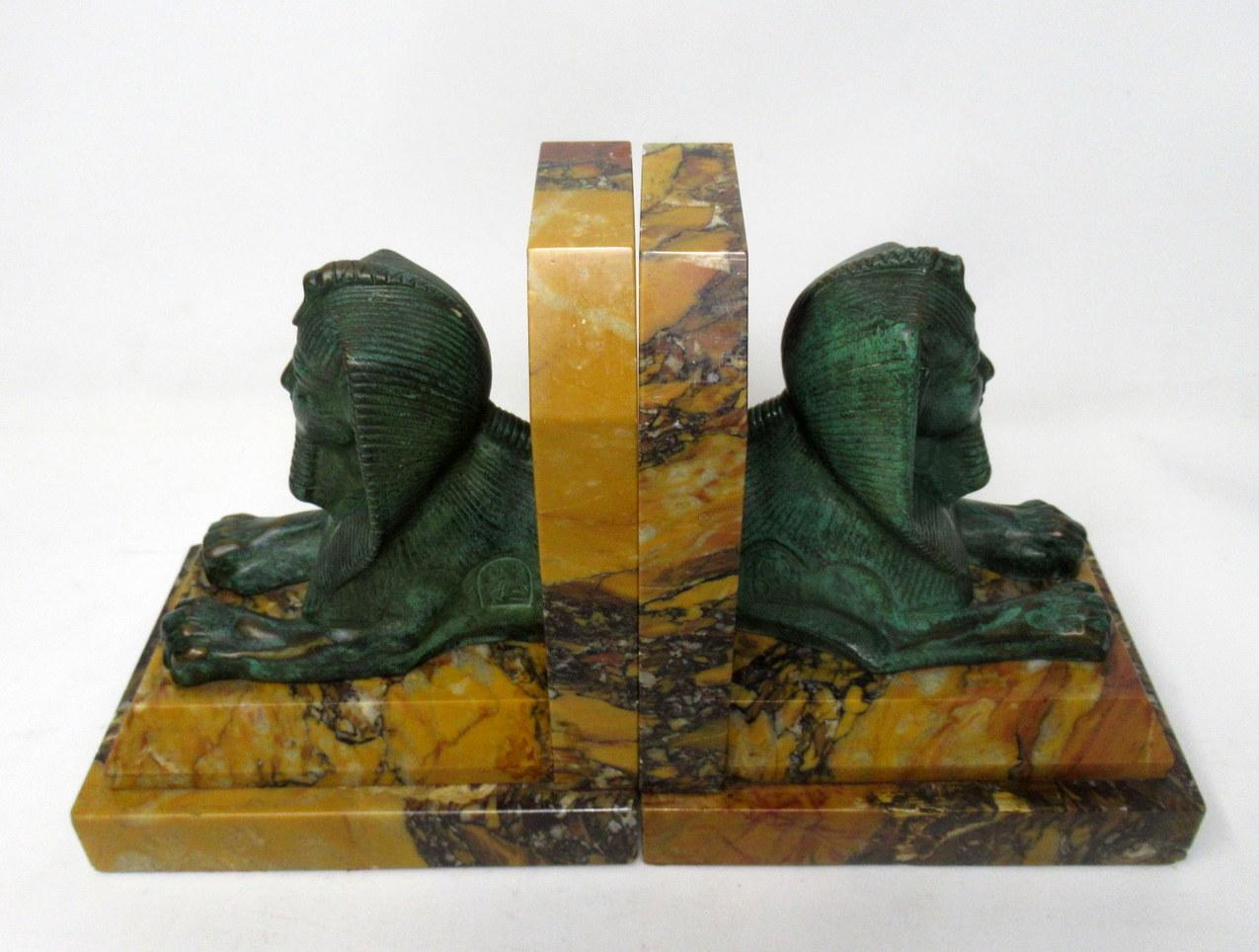 Grand Tour Italian French Egyptian Sphinx Pair Bronze Bookends Sienna ...