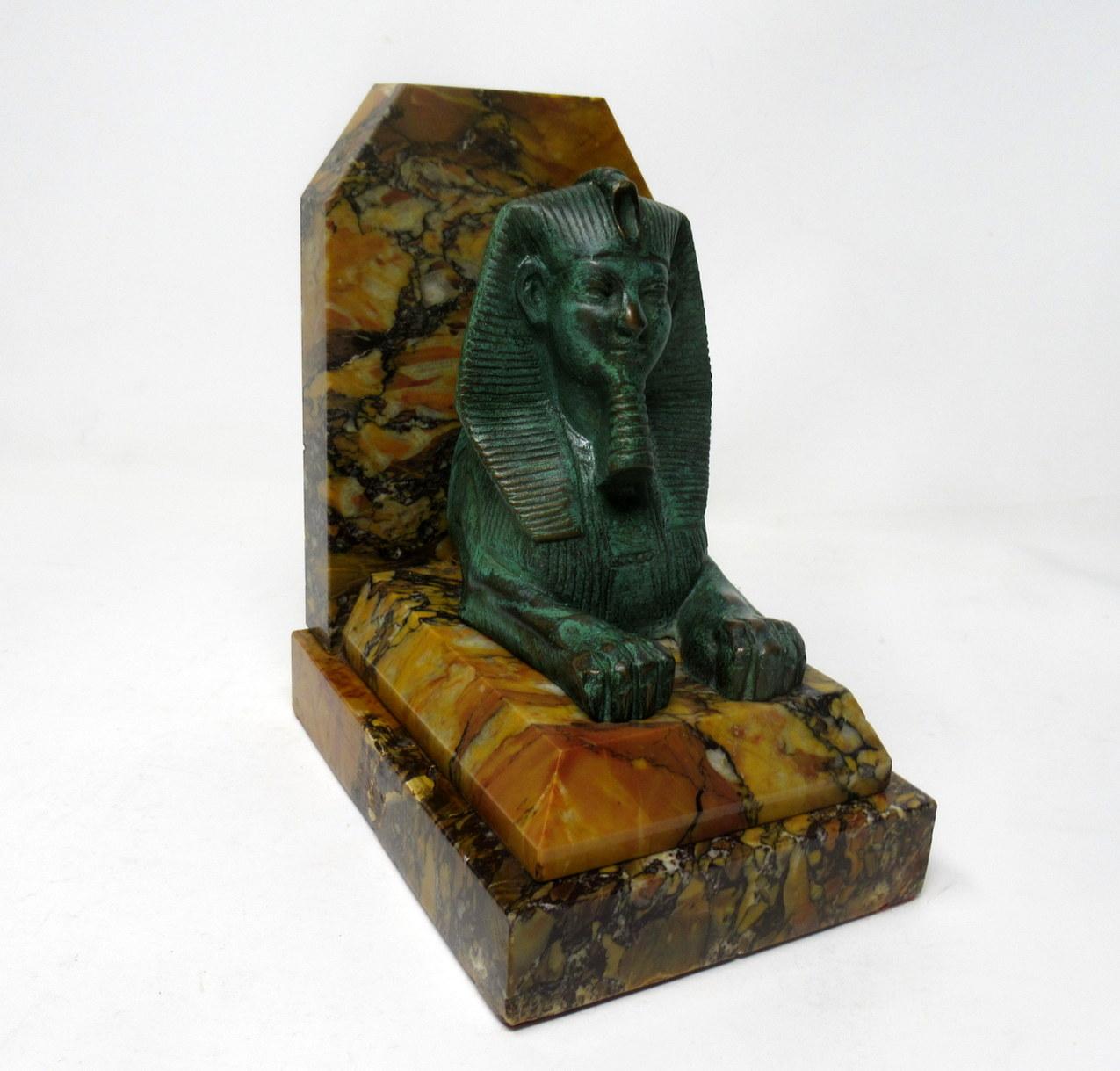 Grand Tour Italian French Egyptian Sphinx Pair Bronze Bookends Sienna ...