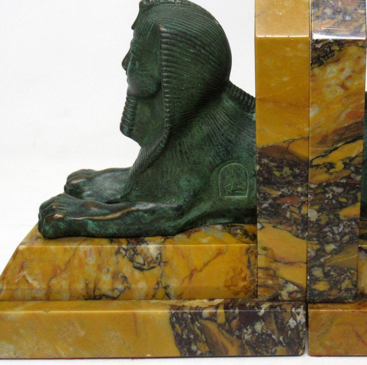 Grand Tour Italian French Egyptian Sphinx Pair Bronze Bookends Sienna ...