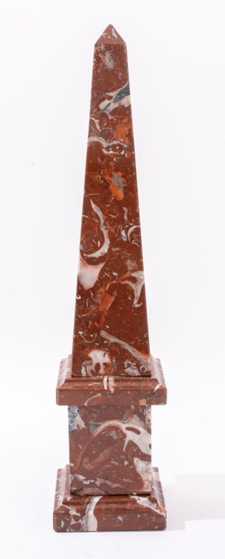 Grand Tour Manner Red Jasper Marble Obelisk For Sale at 1stDibs