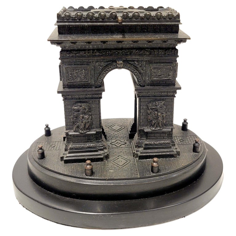 Grand Tour Patinated Bronze and Marble Arc De Triomphe For Sale at 1stDibs