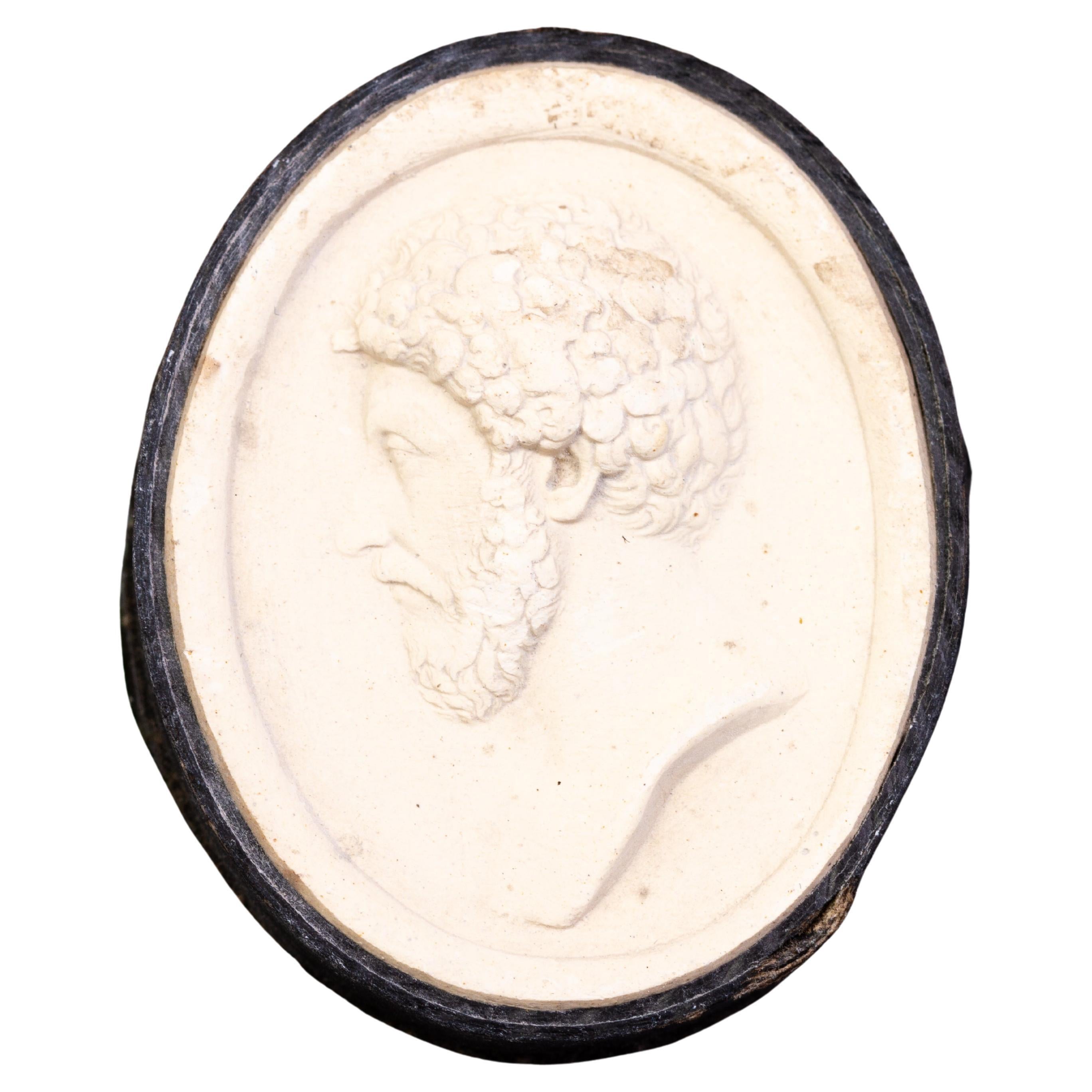 Grand Tour Plaster Cameo Intaglio 19th Century Portrait For Sale at 1stDibs