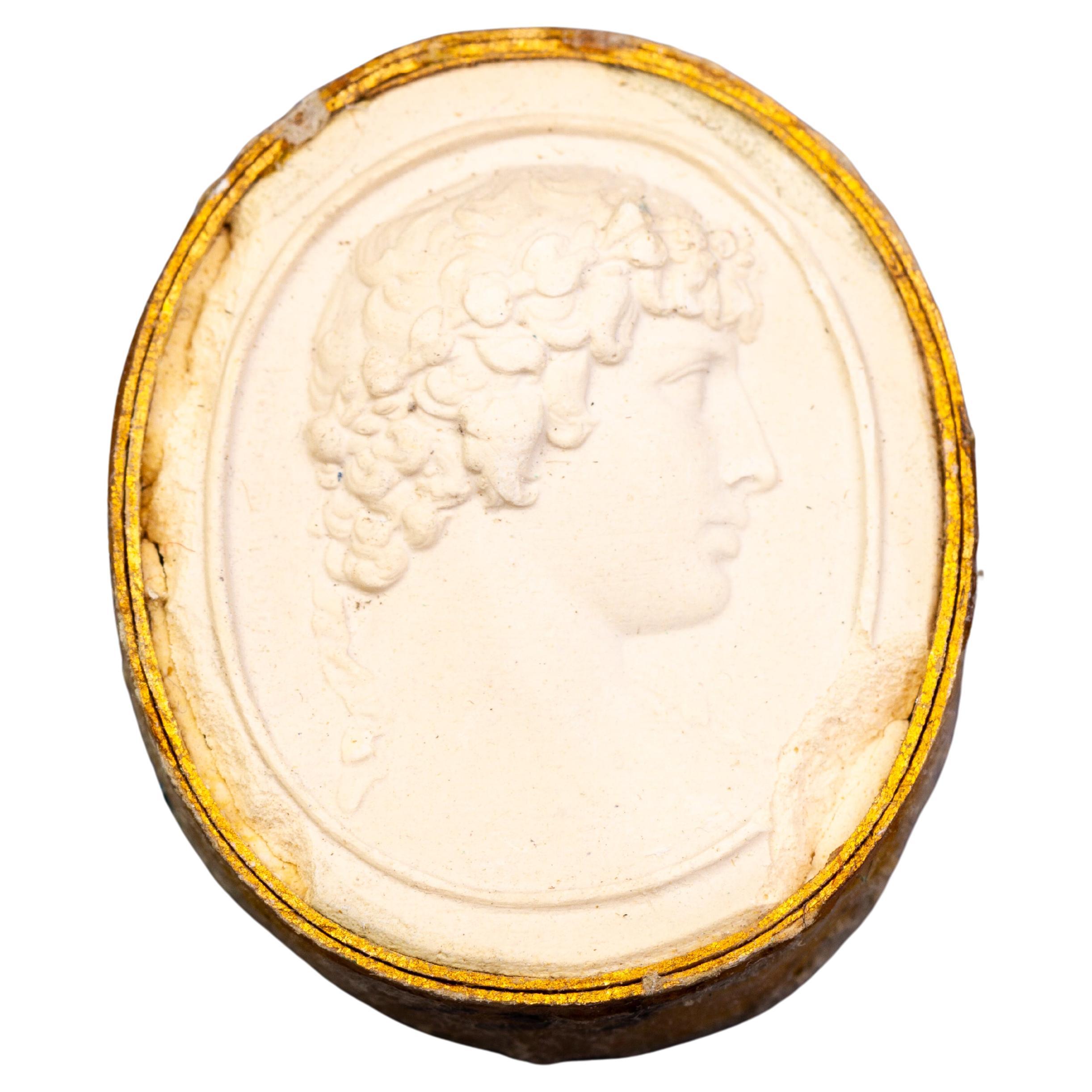 Grand Tour Plaster Cameo Intaglio 19th Century Portrait For Sale at 1stDibs