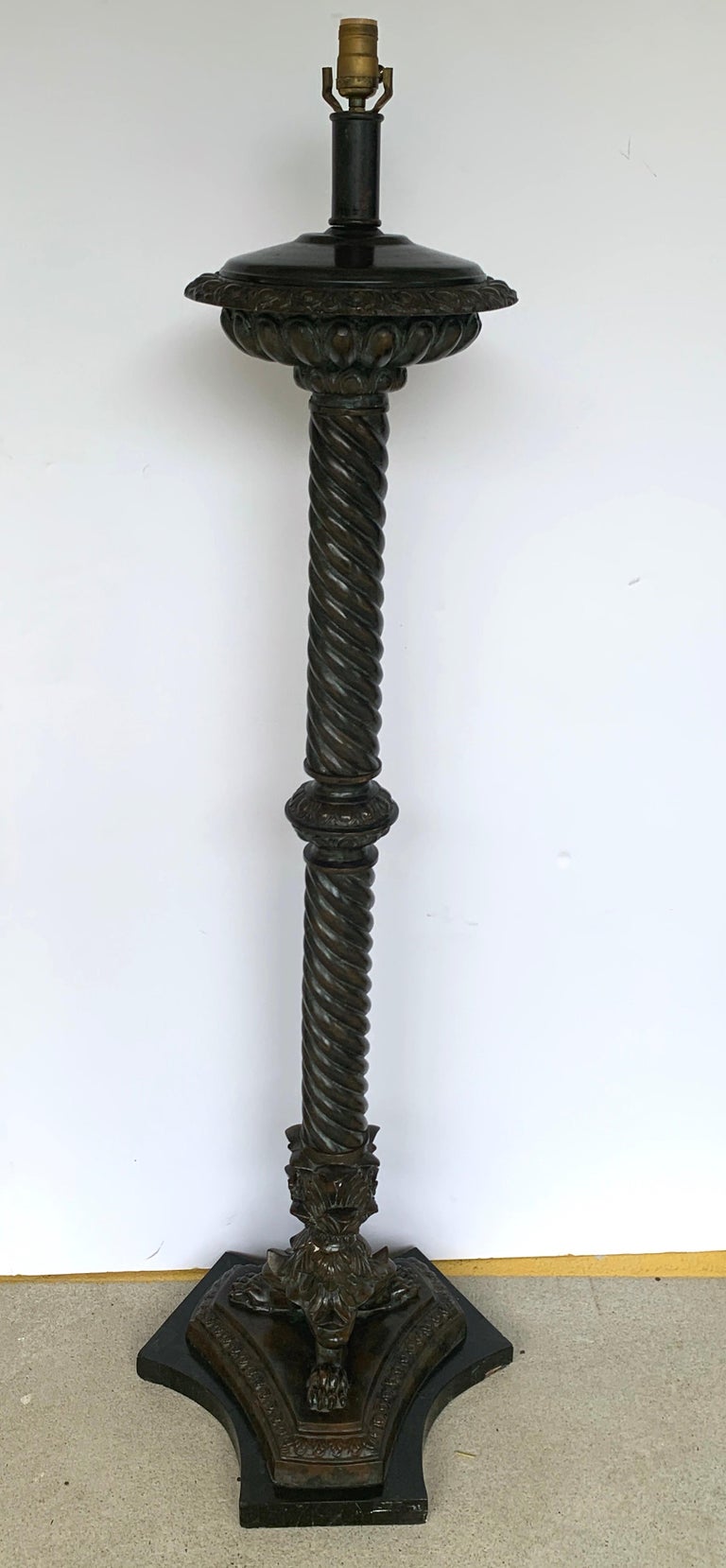 Grand Tour Style Bronze and Marble Column Floor Lamp, after the Roman ...