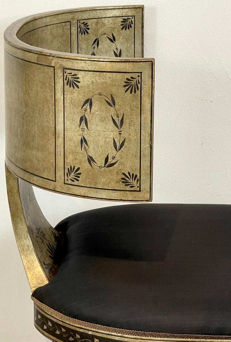 Grand Tour Style Klismos Style Silver Lacquer Chair For Sale at 1stDibs