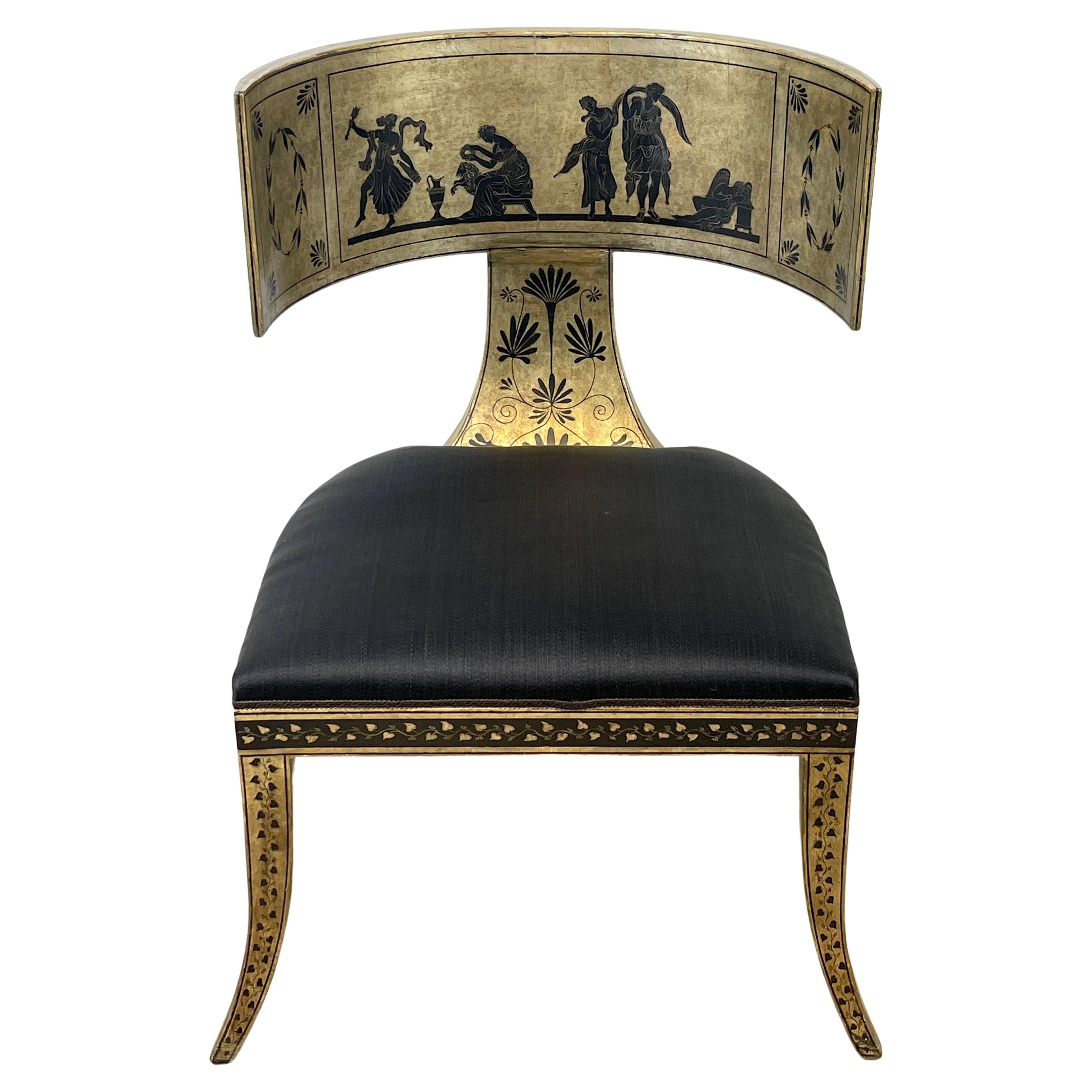 Grand Tour Style Klismos Style Silver Lacquer Chair For Sale at 1stDibs
