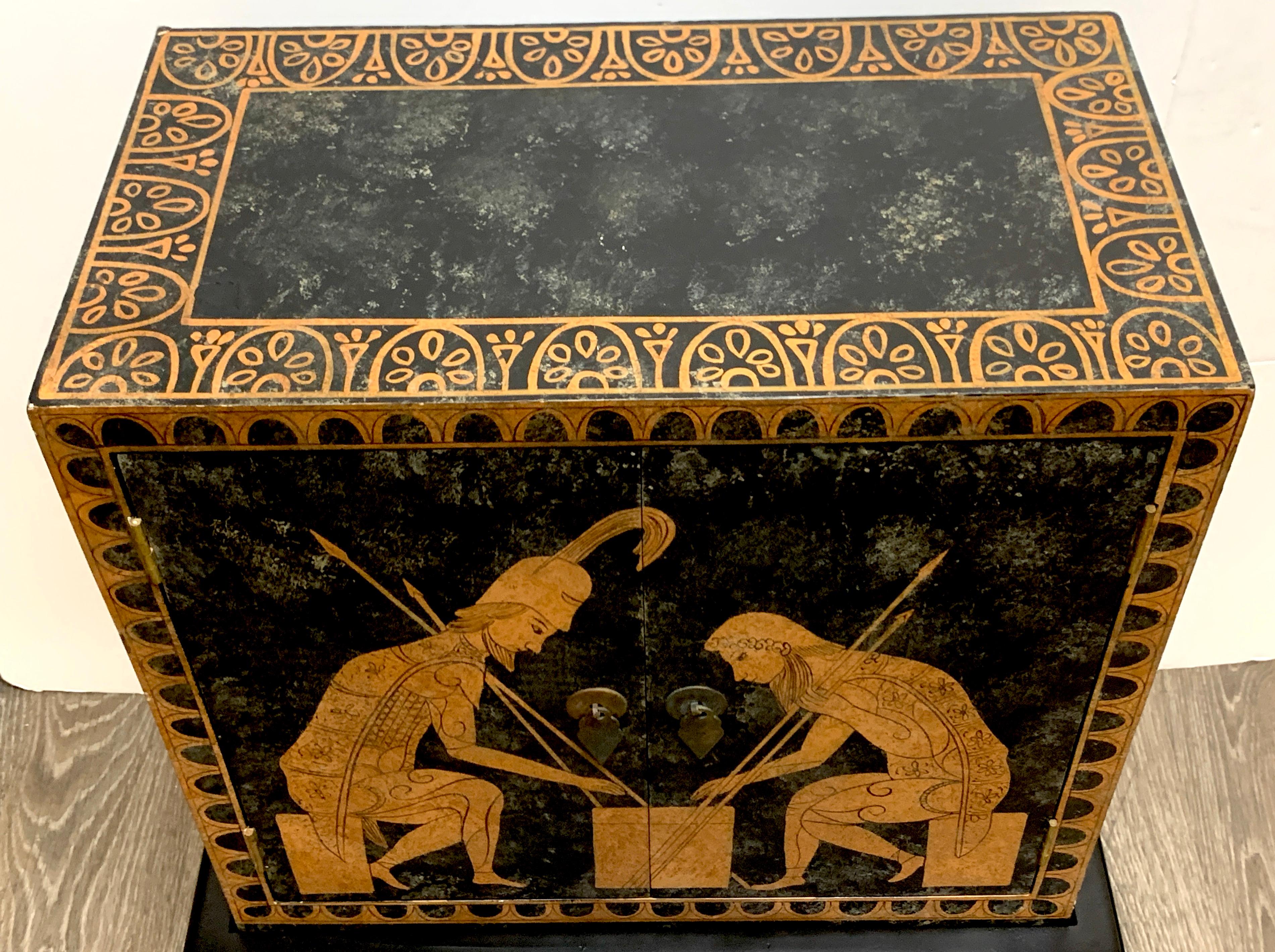 Grand Tour Style Polychromed Greek Motif Cabinet on Stand at 1stDibs
