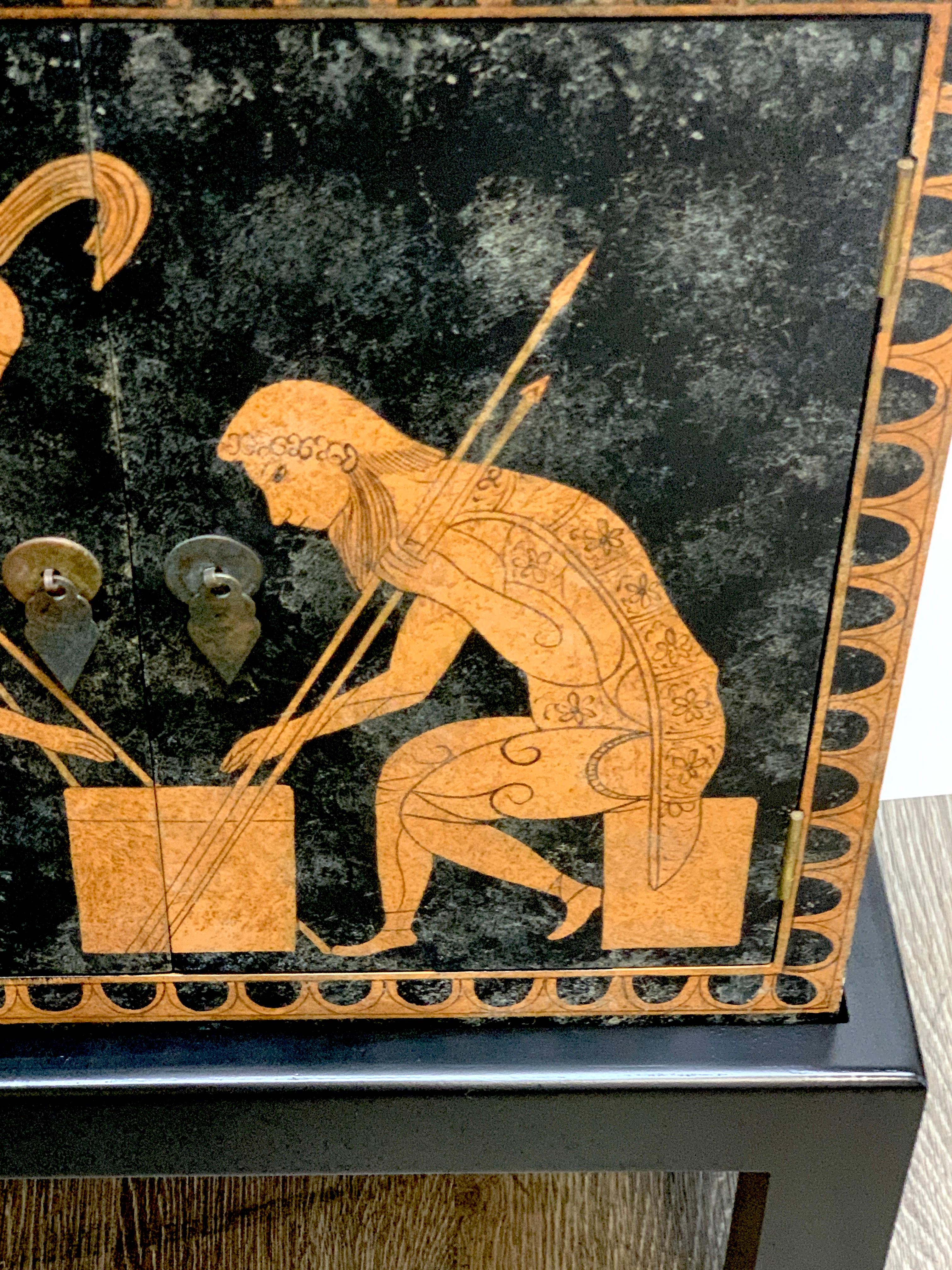 Grand Tour Style Polychromed Greek Motif Cabinet on Stand at 1stDibs