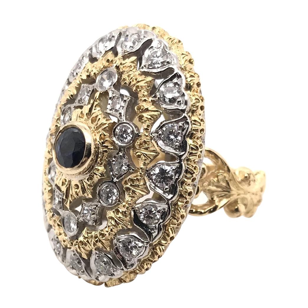 Diamond Two Tone Gold Cocktail Ring For Sale at 1stDibs