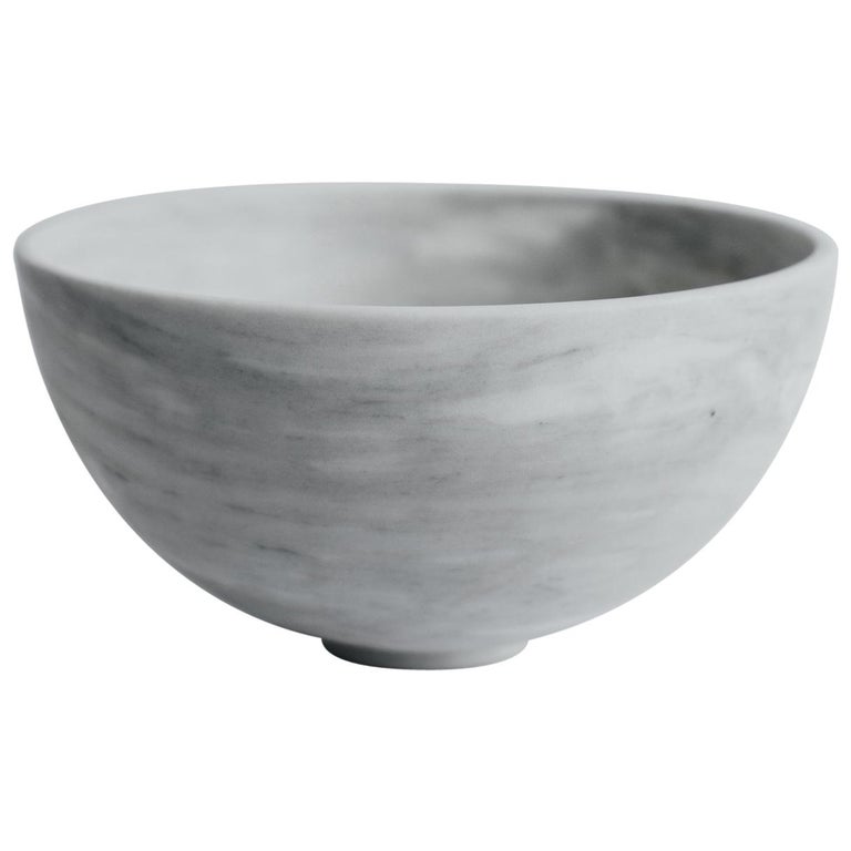 Artisanal Solid White Marble Bowl, Small, In Stock For Sale at 1stDibs