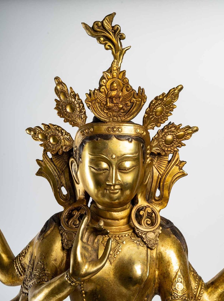 Large Bronze Statue of Amoghapasa Lokeshvara For Sale at 1stDibs