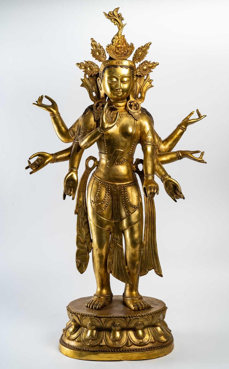 Large Bronze Statue of Amoghapasa Lokeshvara For Sale at 1stDibs