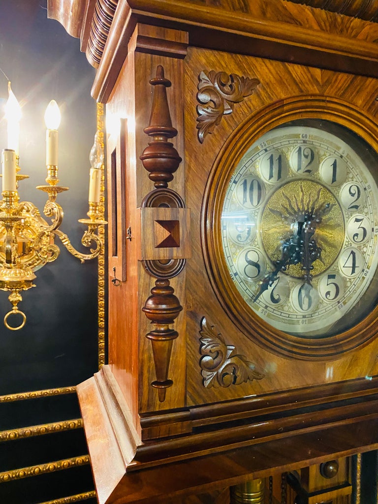 Grandfather Clock Wilhelminian Style Walnut Open 2 Weights 1880 Gustaf ...