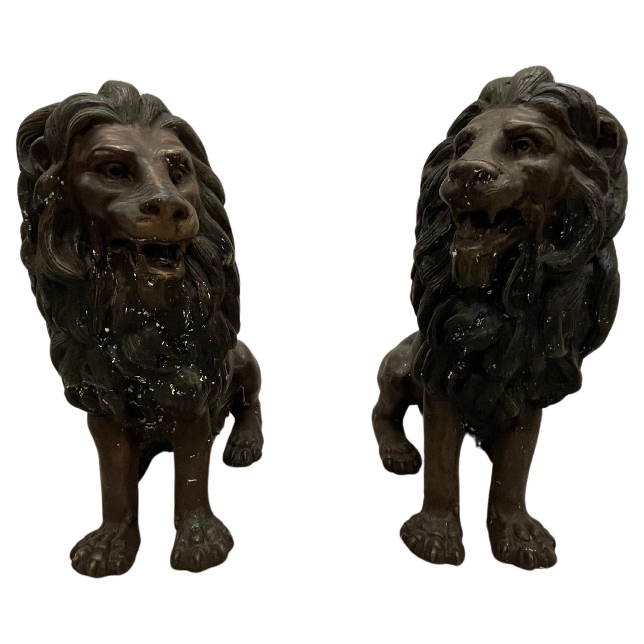 Large bronze seated lion sculptures For Sale at 1stDibs