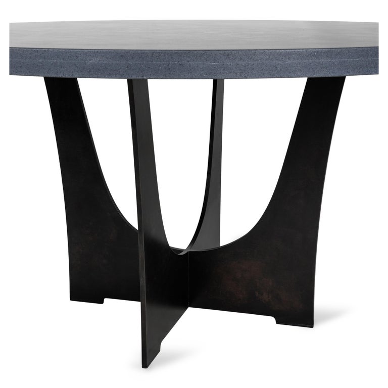 Granite Honed Circular Table Top with Custom Steel Base at 1stDibs ...