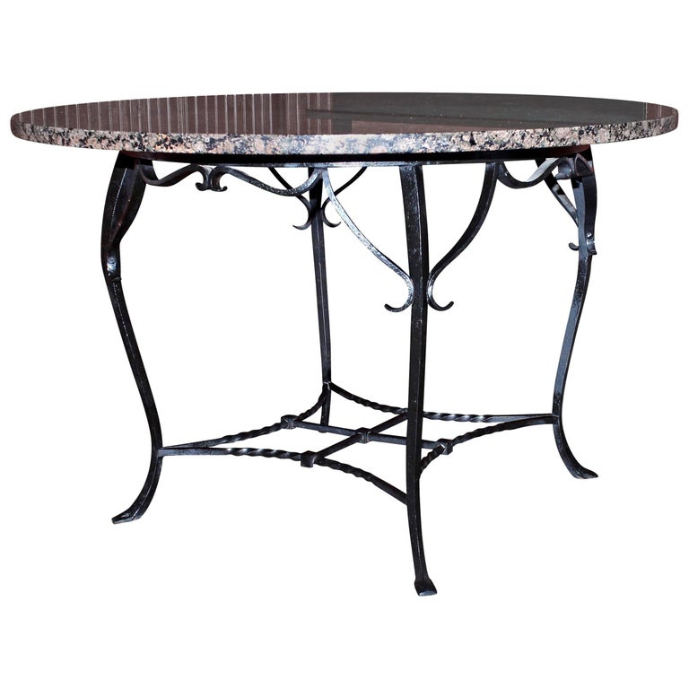 Wrought Iron Granite Top Round Table Hand Made Circa 1910 For Sale at ...