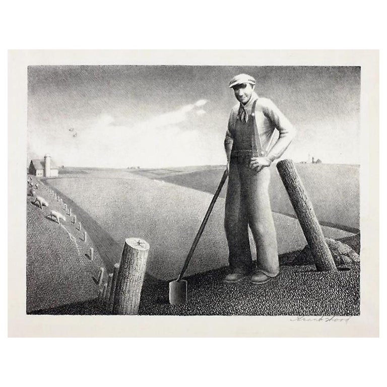Grant Wood Lithograph, 1939, in the Spring at 1stDibs