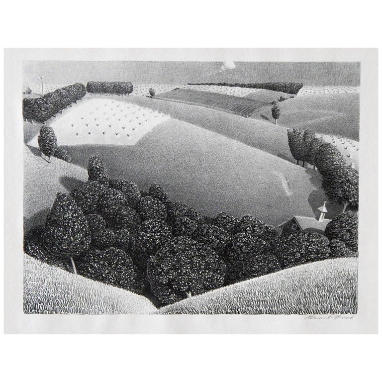 Grant Wood Original Stone Lithograph, 1938, “July Fifteenth” at 1stDibs