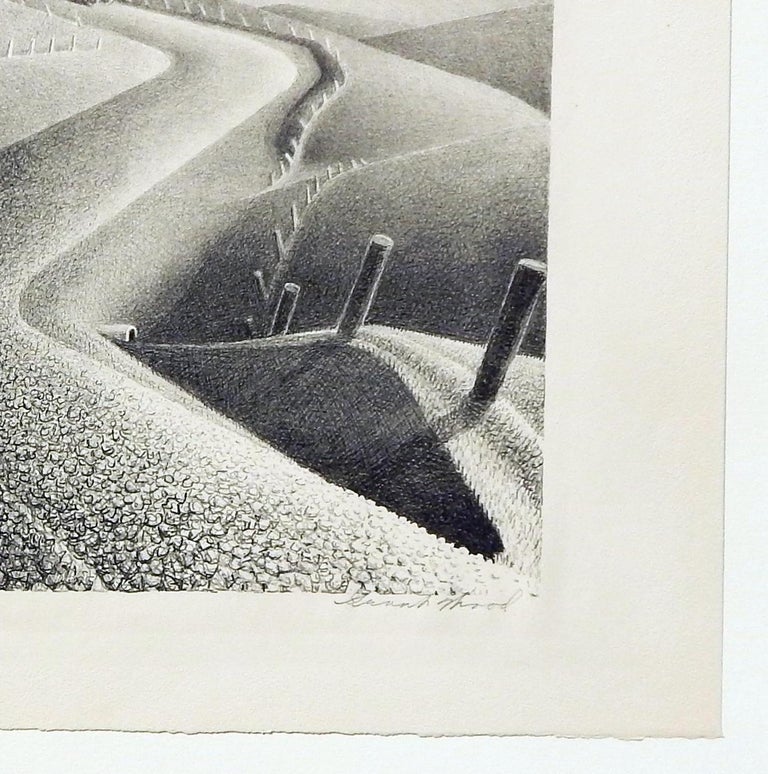 Grant Wood Original Stone Lithograph, 1941, "March" For Sale at 1stDibs