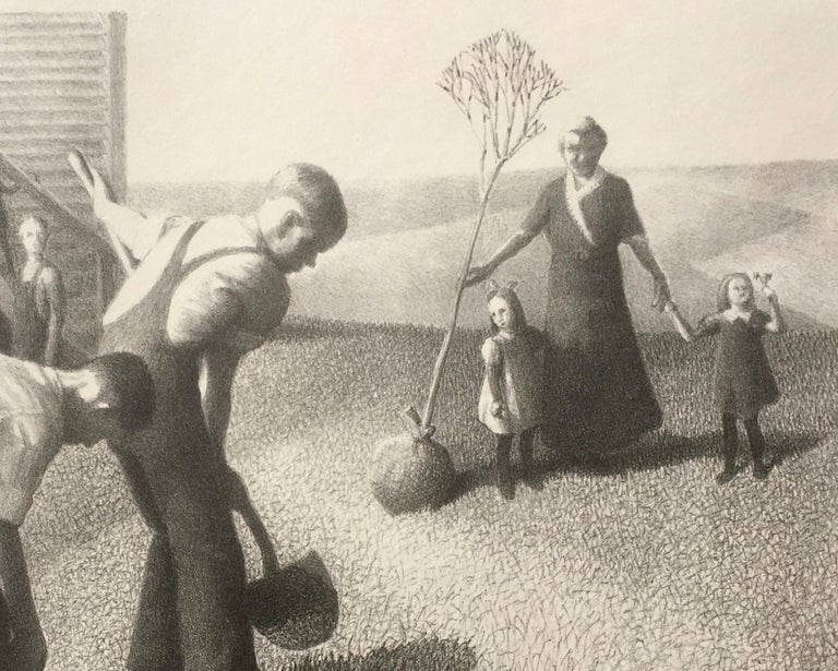 Grant Wood - TREE PLANTING GROUP - Woods First Print at 1stDibs