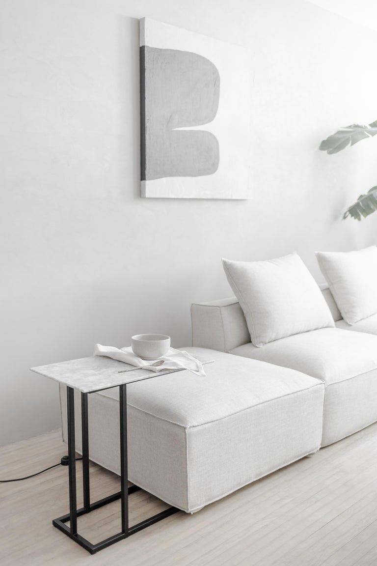 Grapa Steel and White Marble Staple Side Table For Sale at 1stDibs