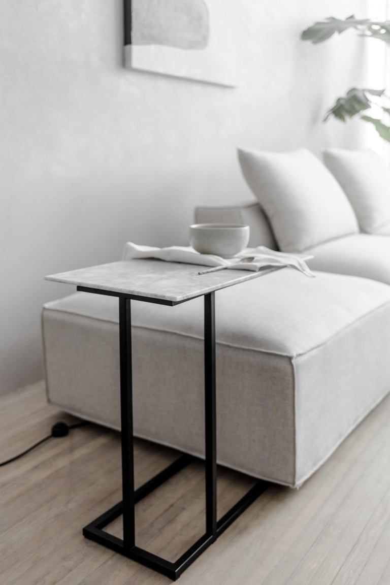 Grapa Steel and White Marble Staple Side Table For Sale at 1stDibs