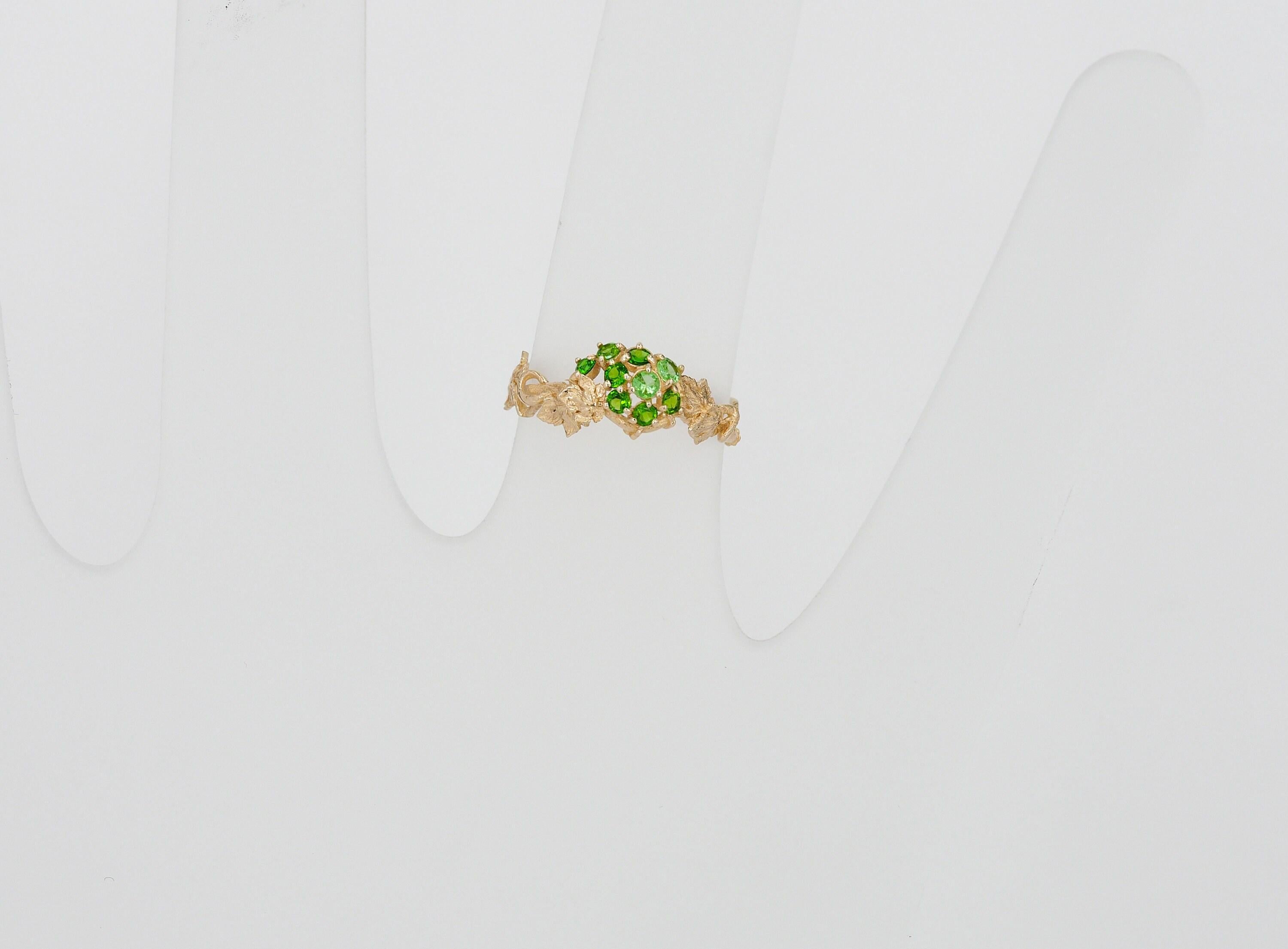 Grape leaves ring in 14k gold For Sale at 1stDibs