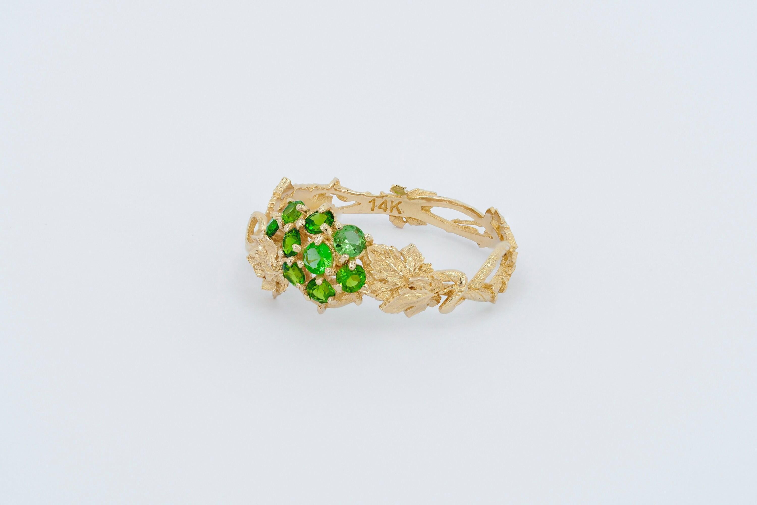 Grape leaves ring in 14k gold For Sale at 1stDibs