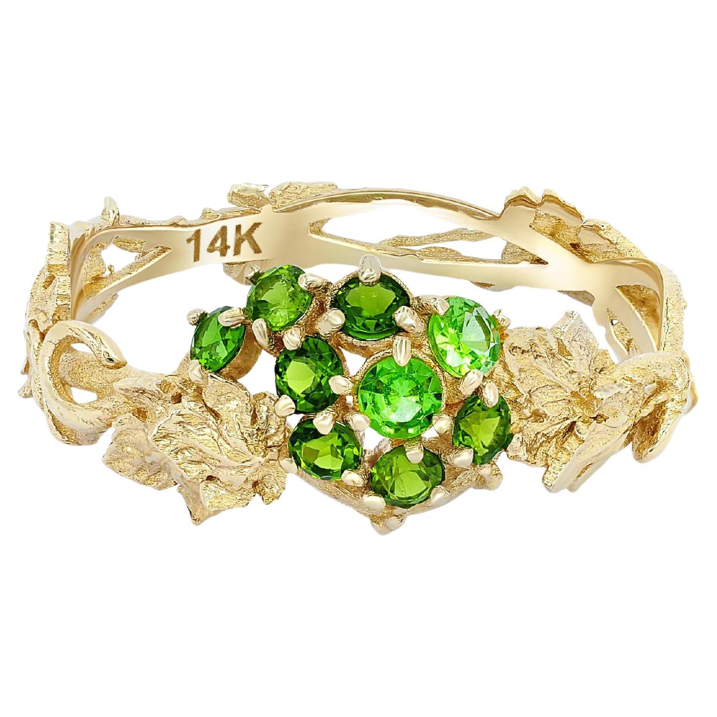 Grape leaves ring in 14k gold For Sale at 1stDibs