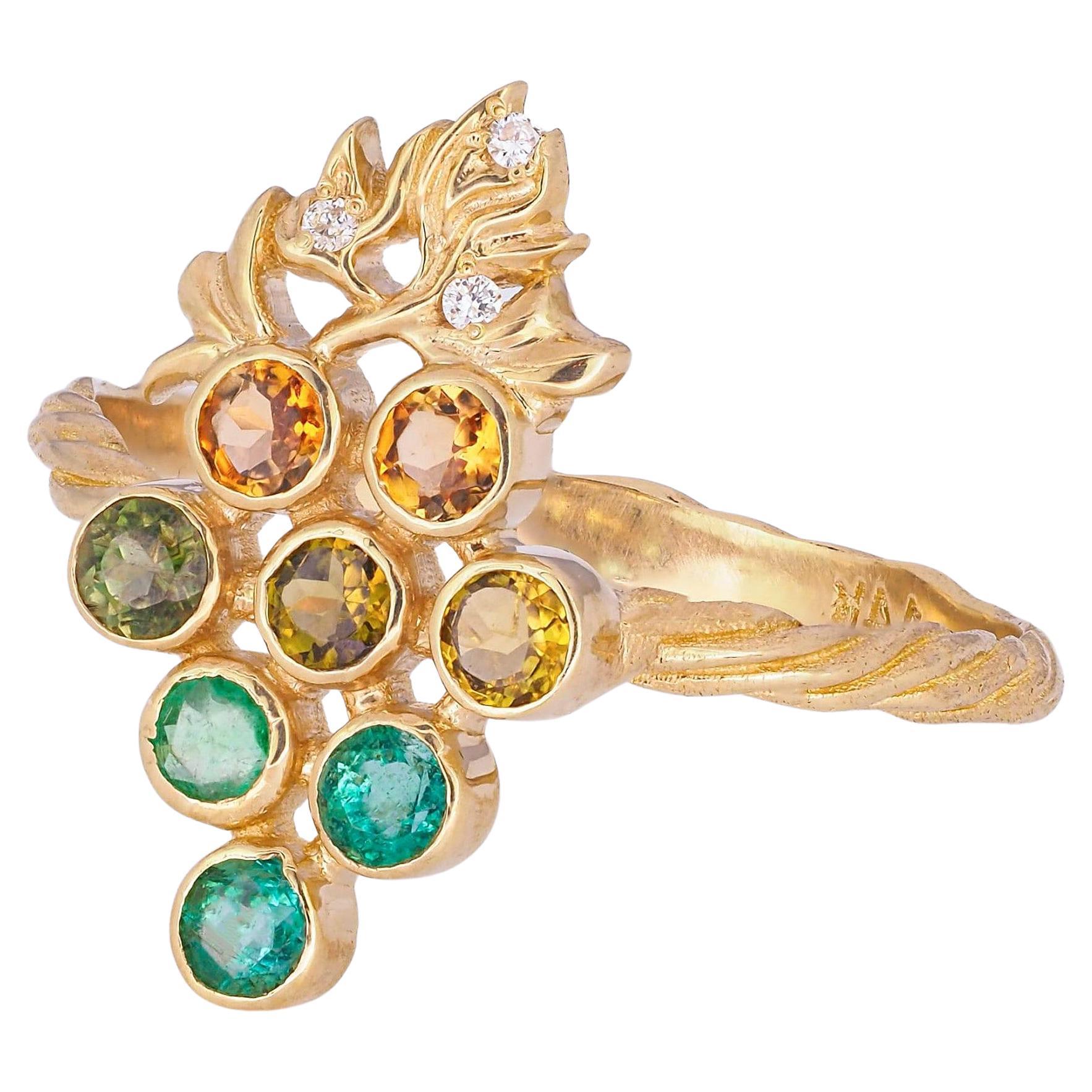 Grape leaves ring in 14k gold For Sale at 1stDibs