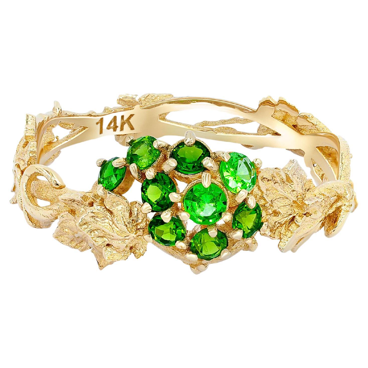 Grape ring with tsavorites. For Sale at 1stDibs