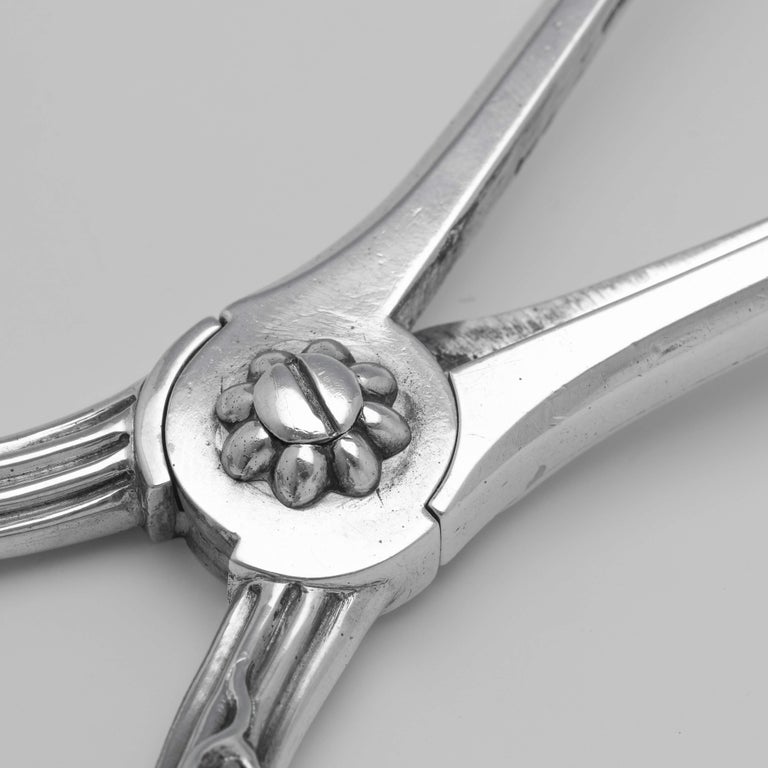 'Grape and Vine' Antique Sterling Silver Pair of Grape Shears 1850 Francis Higgins For Sale at ...