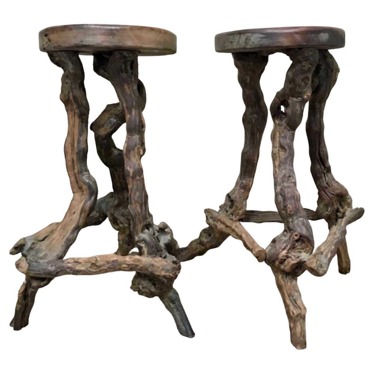 Natural Vine Wood Stools at 1stDibs | natural wood stools