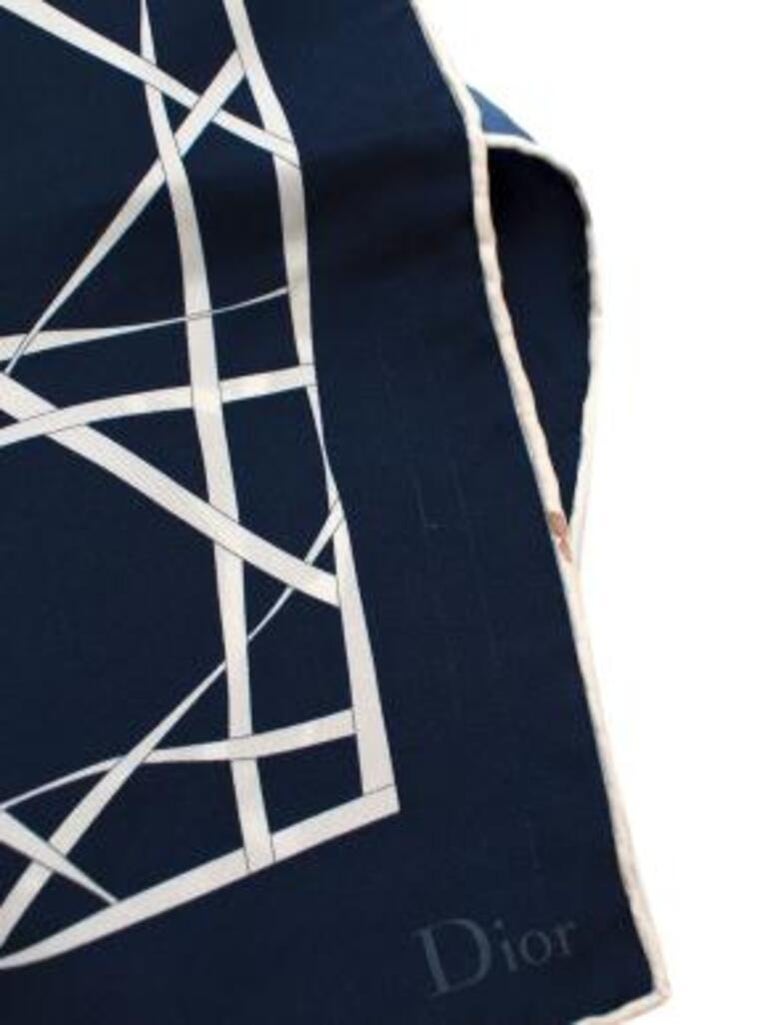Graphic Print Blue and White Silk Scarf For Sale at 1stDibs