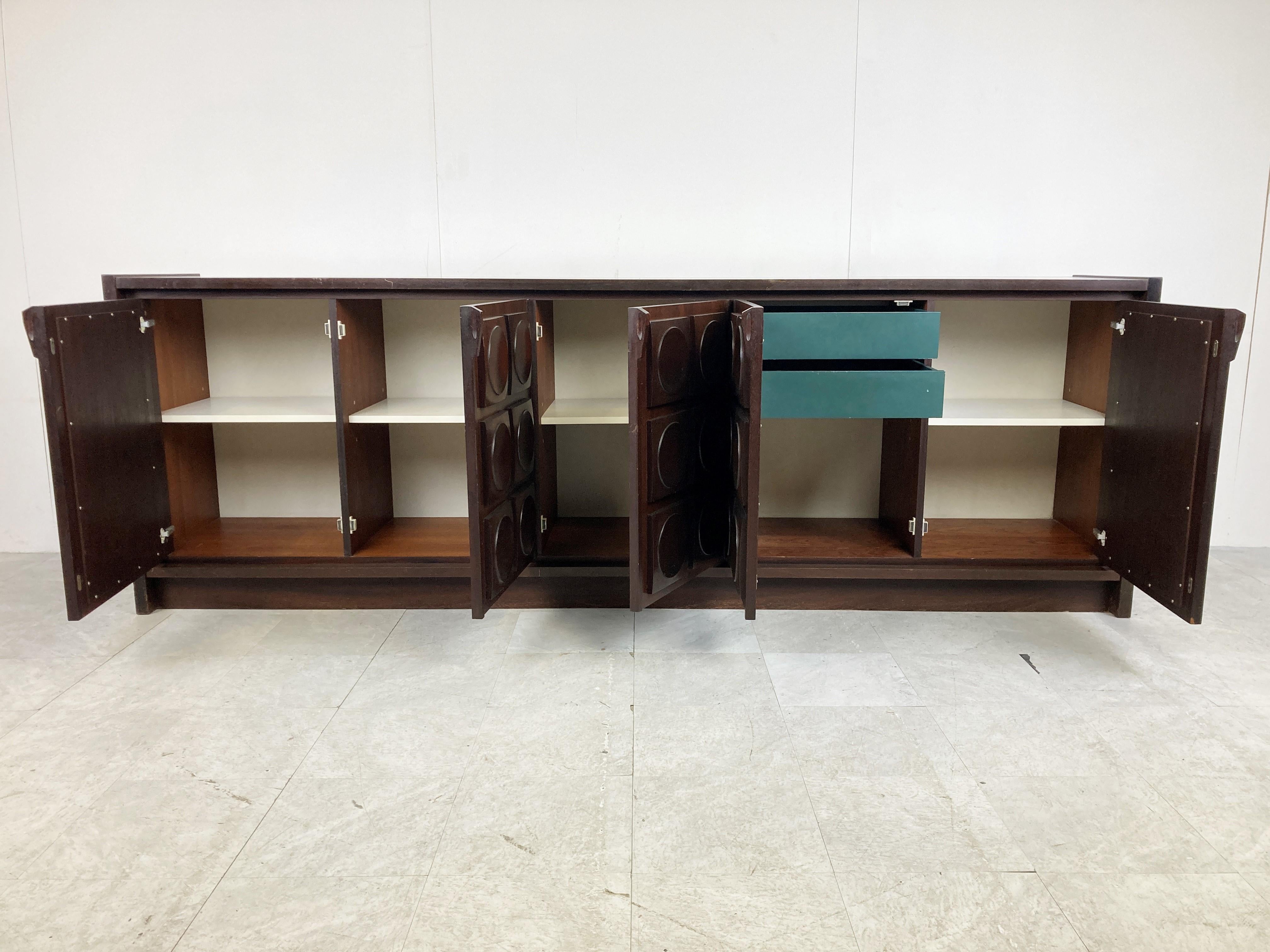 Graphical Brutalist Credenza, 1970s at 1stDibs