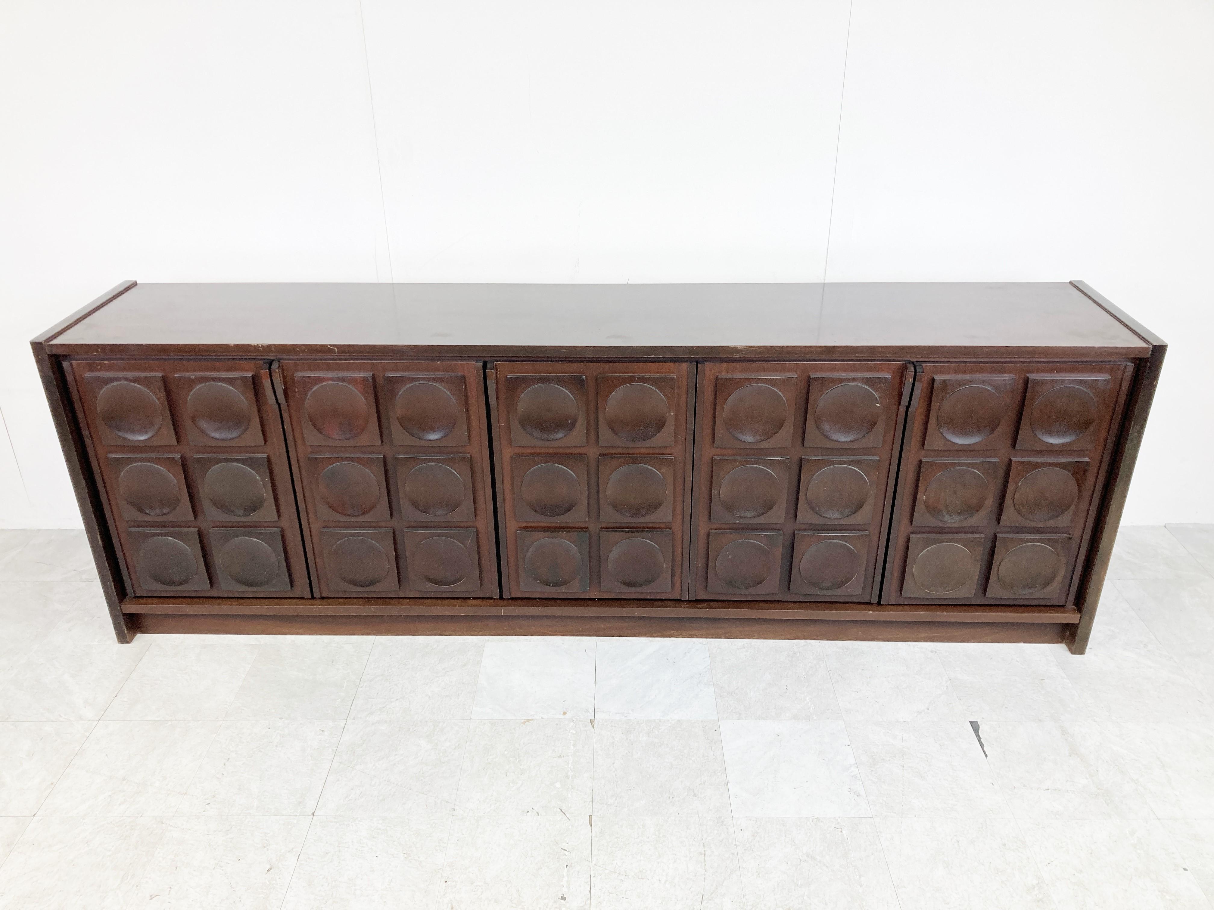 Graphical Brutalist Credenza, 1970s at 1stDibs