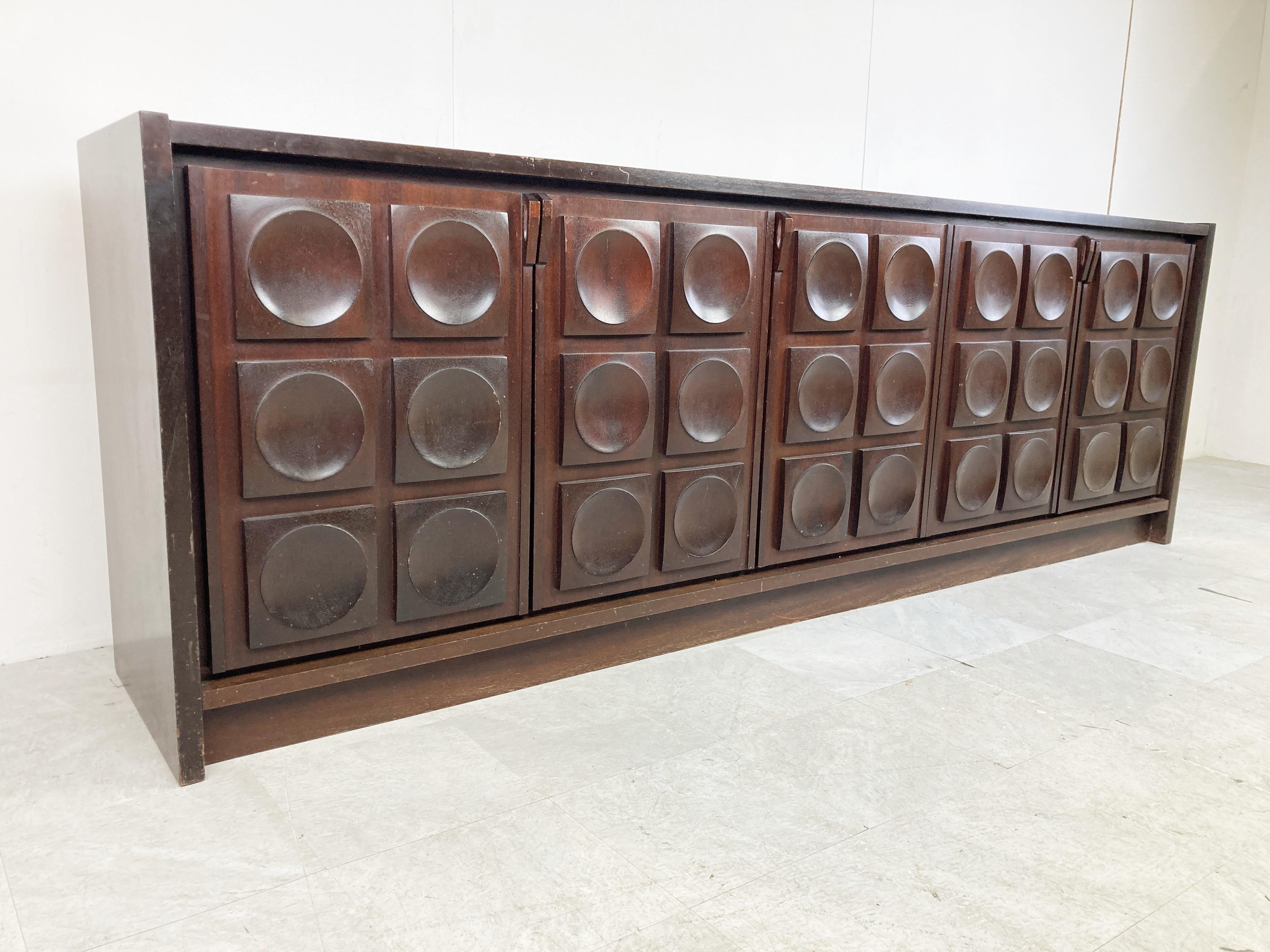 Graphical Brutalist Credenza, 1970s at 1stDibs