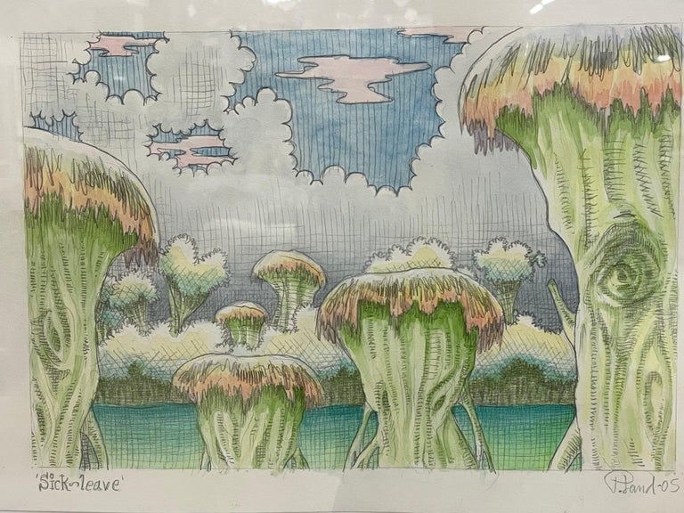 Graphite and Watercolor on Canvas by Danish Artist Peter Land For Sale ...